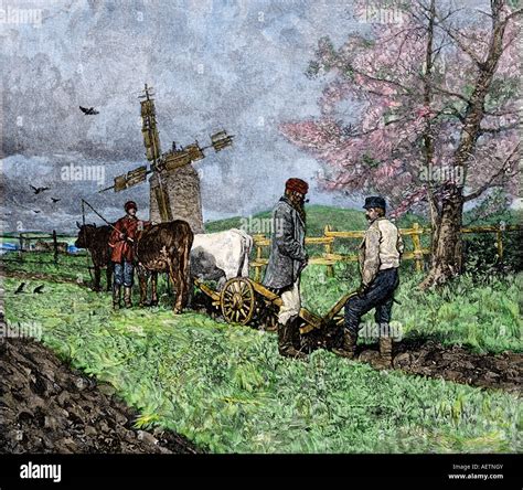 Farmers Plowing In The Saint Lawrence Valley Of Quebec Canada 1800s