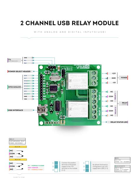2 Channel USB Relay Module With GPIO And Analog Inputs Numato Lab