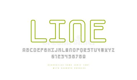 Hollow Monospaced Sans Serif Font With Rounded Corners Stock Vector Illustration Of Cyber