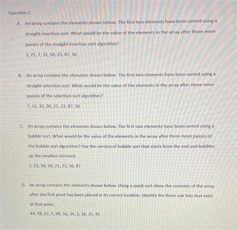 Solved Question 1 A An Array Contains The Elements Shown Chegg Com
