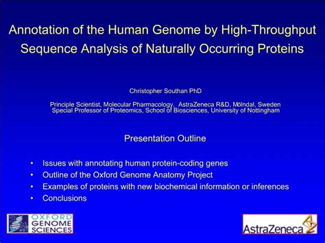 ppt annotation of the human genome by high throughput sequence