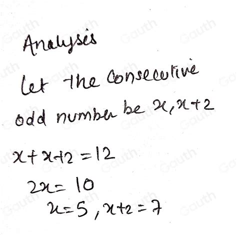 solved if the sum of two consecutive odd numbers is 12 find the