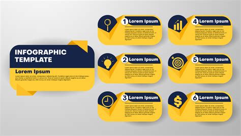 Flat Infographic Template Design In Dark Blue And Yellow Color Abstract Elements Of Graph