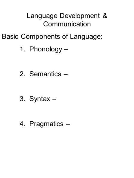 Language Development And Communication Basic Components Of Language 1