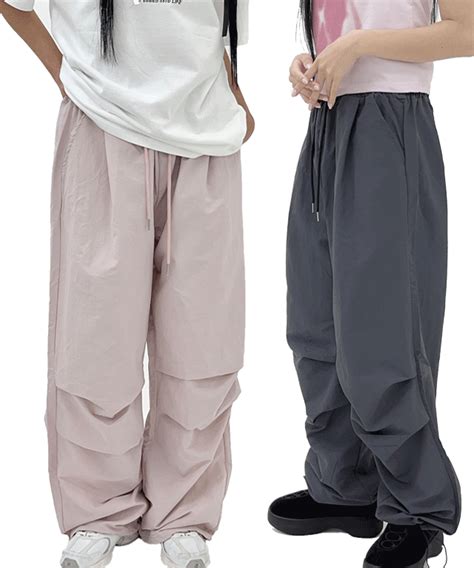 남여공용 파라슈트 나일론 와이드 조거 팬츠 에이블리