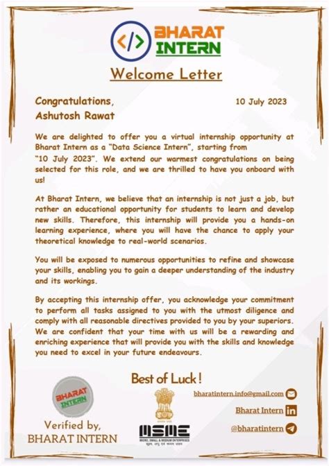 Ashutosh Rawat On Linkedin Internship Bharatintern Opportunity