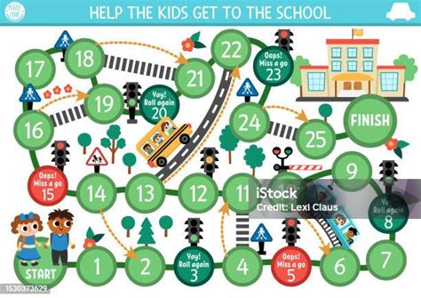 아이들과 함께 아이들을 위한 도시 교통 주사위 보드 게임 스쿨 버스 기차 교통 보드 게임 도시 학교로 돌아가기 인쇄 가능한 활동 도로 표지판이 있는 아이들을 위한 워크시트