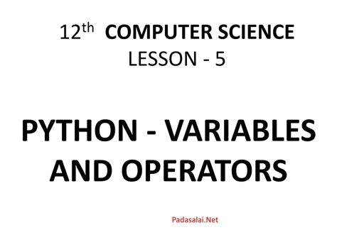 Ppt Python Variables And Operators Powerpoint Presentation Free