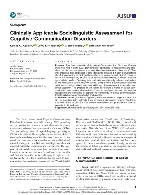 pdf clinically applicable sociolinguistic assessment for cognitive