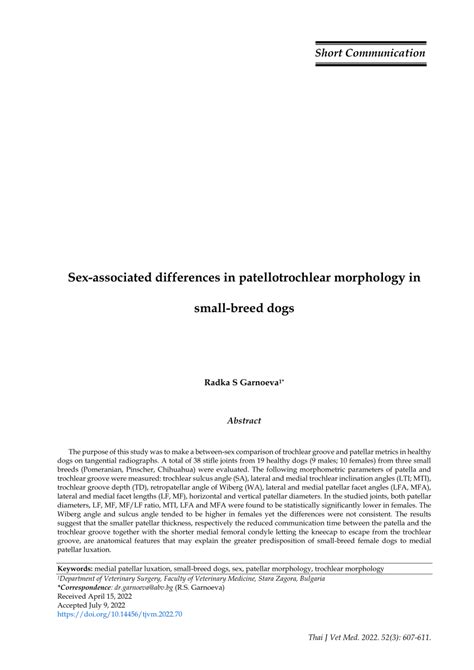 Pdf Sex Associated Differences In Patellotrochlear Morphology In