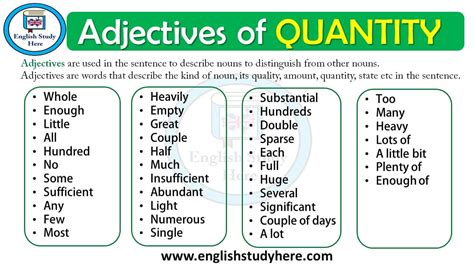 Adjectives Of Quantity English Study Here