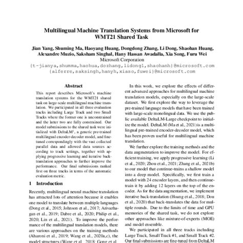 Multilingual Machine Translation Systems From Microsoft For Wmt21