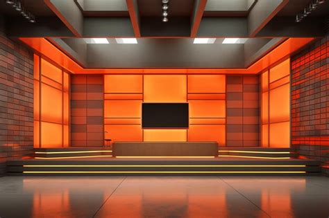 Tech Driven News Set Design With Motion Graphics Premium Ai Generated