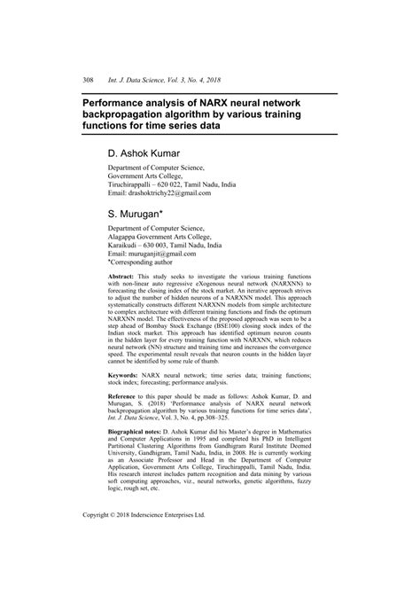 Pdf Performance Analysis Of Narx Neural Network Backpropagation