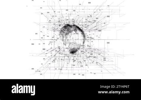 Big Data Visualization With Digital Earth Hud Grid Corners Motion Background Stock Video