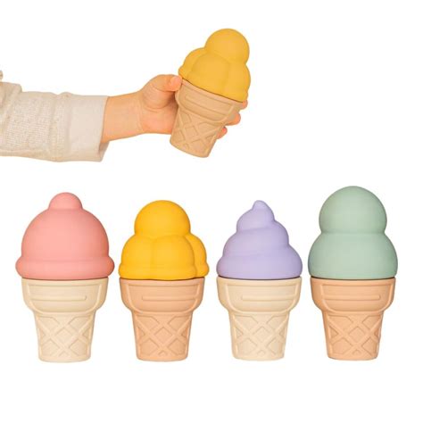 Ivory Cradle Silicone Ice Cream Cone Toy Set Of 4 Play Kitchen
