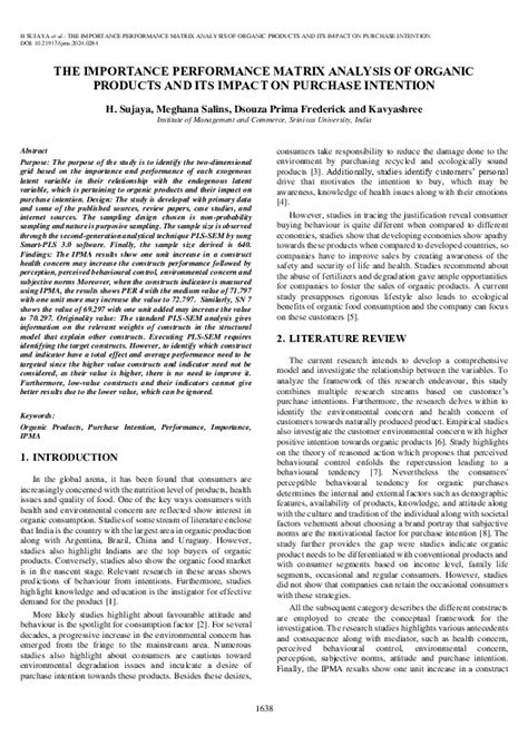 Pdf The Importance Performance Matrix Analysis Of Organic Products