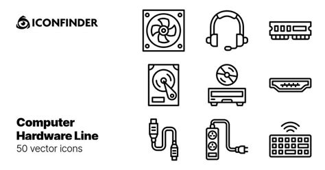 Computer Hardware Line Icons By Graphixsart Computer Hardware