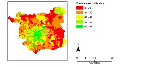 model output based on the outputs of the hybrid spatial microsimulation
