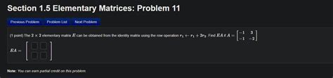 Solved Section 15 Elementary Matrices Problem 11 Previous