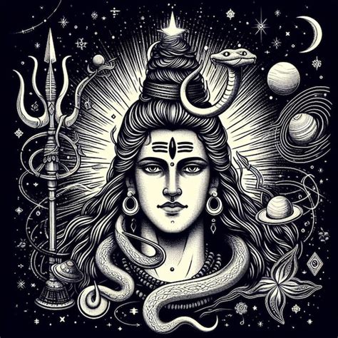 El Diseño Vectorial Artístico De Lord Shiv Vector Premium