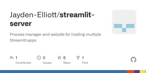 Github Jayden Elliottstreamlit Server Process Manager And Website
