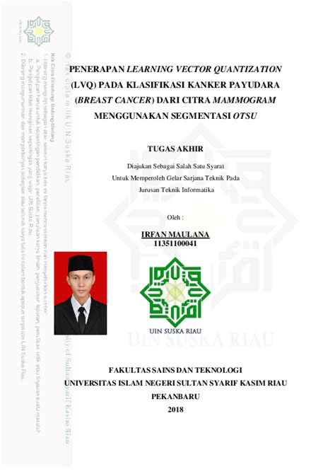 Pdf Penerapan Learning Vector Quantizationlvq Pada Klasifikasi Kanker Payudara Breast