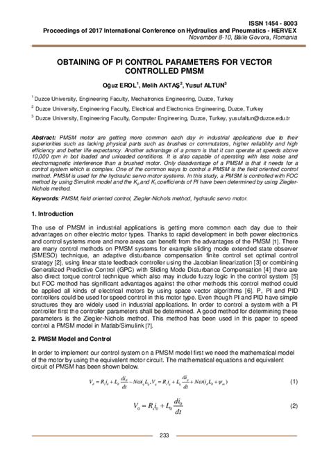 pdf obtaining of pi control parameters for vector controlled pmsm