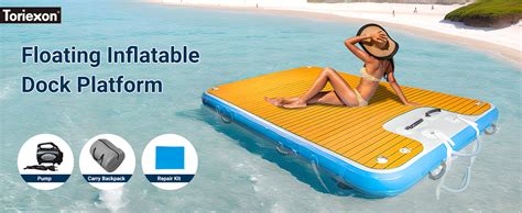 Toriexon Floating Inflatable Dock Platform 5ft X 8ft Non Slip Floating Dock Extra