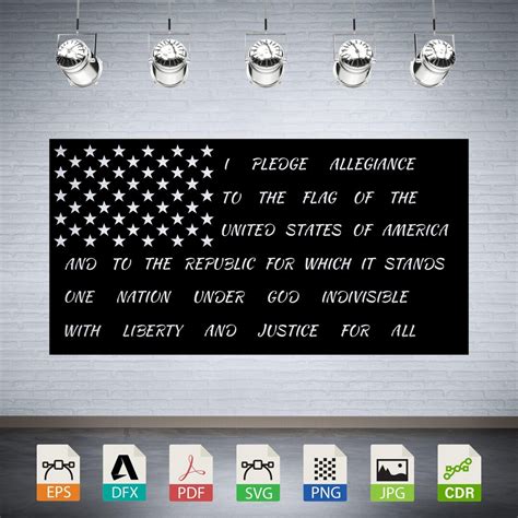 Pledge Of Allegiance Flag Svg American Flag Dxf Download Digital