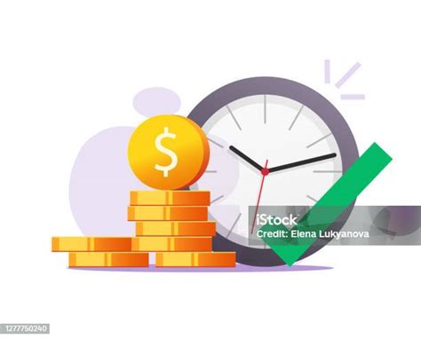 기회 만들거나 돈을 벌 수있는 기회 벡터 개념 금융 이익 플랫 일러스트를 얻을 수있는 올바른 순간 좋은 시간이 부자가될 때 체크