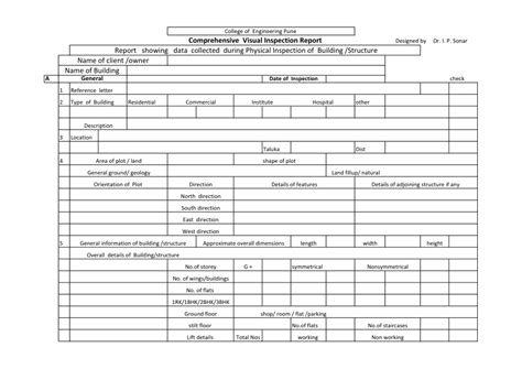 Inspection Report Template RAVISHING TEMPLATES