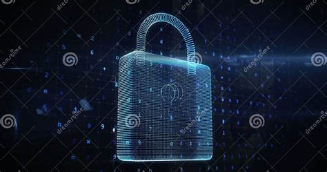 Image Of Cyber Attack Warning And Padlock Icon Over Server Room Stock Image Image Of