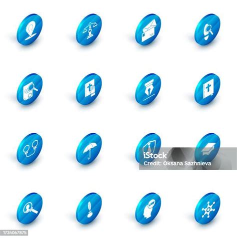 정의의 저울 봉투 발자국이 있는 돋보기 문서 검색 수갑 성경 맹세 성경책 및 만년필 펜촉 아이콘을 설정합니다 벡터 3차원 형태에