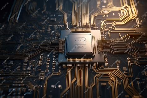 Premium Ai Image Futuristic Hightech Motherboard Cpu Processor Microchip Artificial