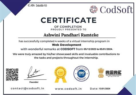 Ashwini Ramteke On Linkedin Cipcompletion Codsoftinternship Nextchapter Codsoft Cip
