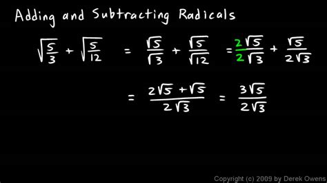 Algebra D Examples Of Adding And Subtracting Radicals YouTube