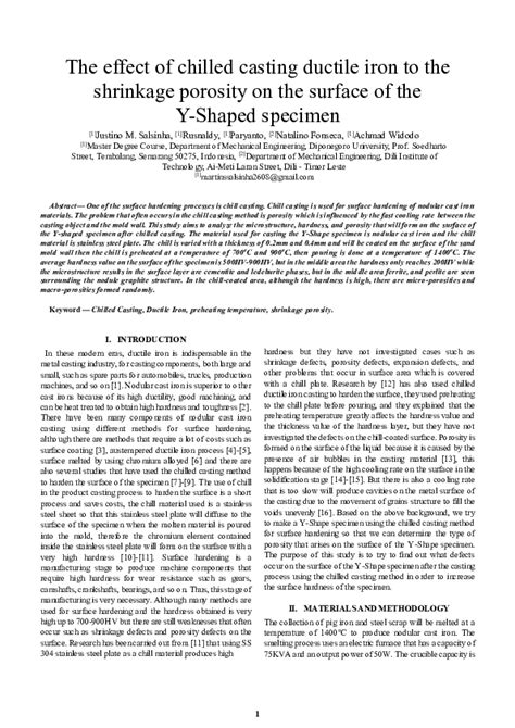 Pdf The Effect Of Chilled Casting Ductile Iron To The Shrinkage