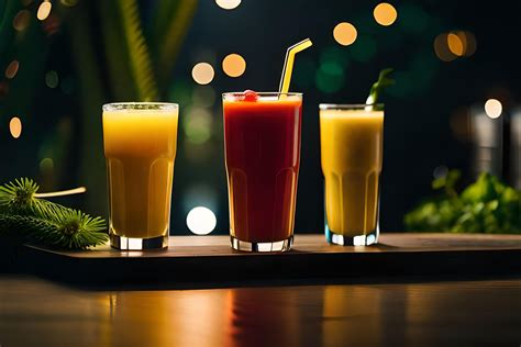Three Different Types Of Juices On A Wooden Tray AI Generated Stock Photo At Vecteezy