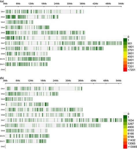 a snp density levels within 1 mb window size with different colors