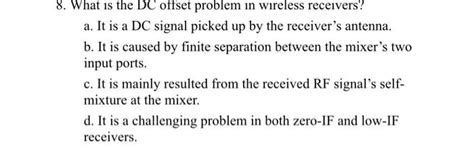 Solved What Is The DC Offset Problem In Wireless Chegg Com