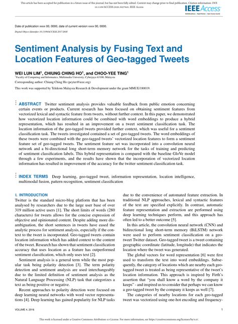 Pdf Sentiment Analysis By Fusing Text And Location Features Of Geo