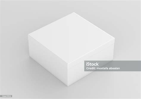 화이트 사실적 스퀘어 박스 모형 빈 골판지 신발 상자 디자인에 대한 준비가 흰색 배경에 격리 된 3d 렌더링 0명에 대한 스톡 사진 및 기타 이미지 Istock
