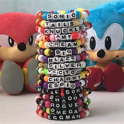 Sonic The Hedgehog Inspired Handmade Character Kandi Bracelets Etsy Canada Sonic Kandi