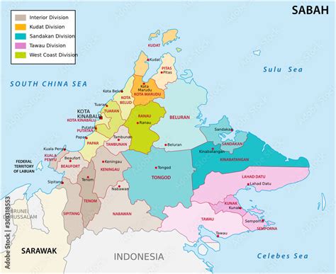 Стоковий вектор Administrative And Political Map Of The Malayan State