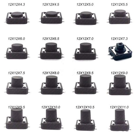 10pcs Touch Button Switch 12 12 6mm Tact Switch Dip 412x12 X 4 3 5 6 7 8 9mm 12x4 3mm 12mm 6mm