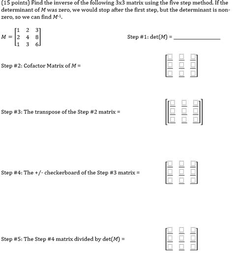 Solved Points Find The Inverse Of The Following X Chegg Com