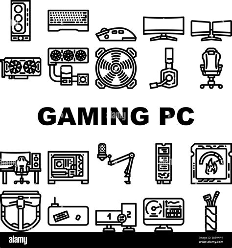 Gaming Pc Hardware Processor Icons Set Vector Stock Vector Image And Art