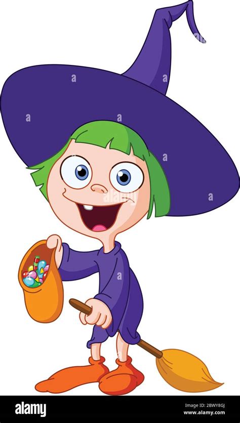 Trick Or Treating Witch Girl Stock Vector Image And Art Alamy