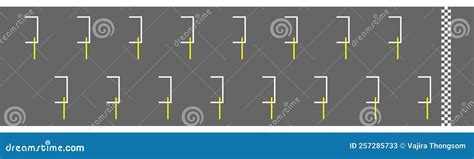Formula Racing Car Track Starting Point And Finish Line Vector